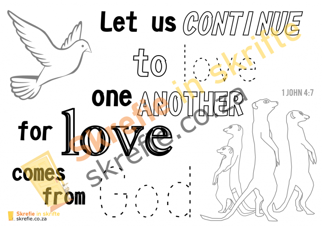 Let us continue to love one another – 1 John 4:7 – Bible activity ...